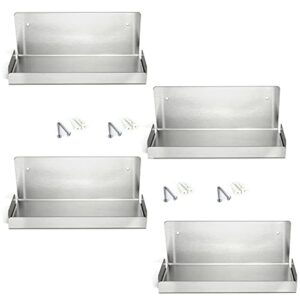 deco gables designs 4 modern brushed stainless steel spice racks floating wall shelf hanging durable polished solid metal for home kitchen dining room with mounting hardware 10 inches wide set of 4