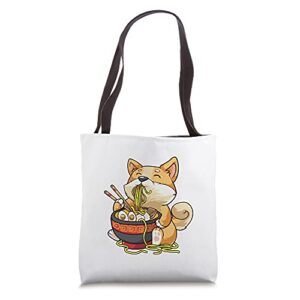 corgi-dog eating bowl of ramen pho noodle soup japan kawaii tote bag