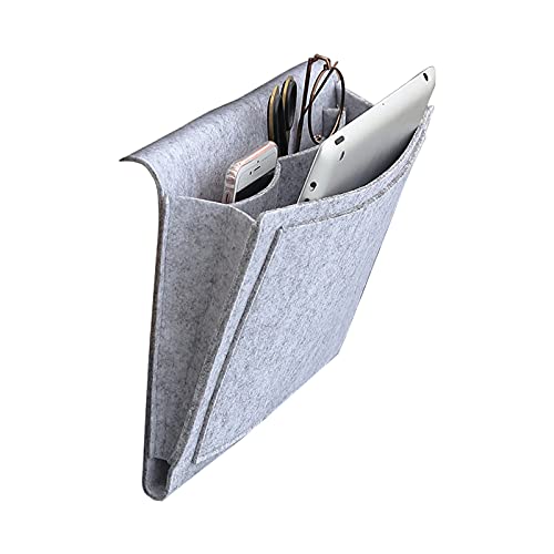 ANXVERS Felt Bedside Organizer Caddy, Bed Hanging Organizer, 5 Pockets Bed Hanging Bag for Home College Dorm Sofa Desk Bunk Bed, Can be Placed Glasses,Books,Mobile Phones,Keys -Dark Grey AN-CTSNDai