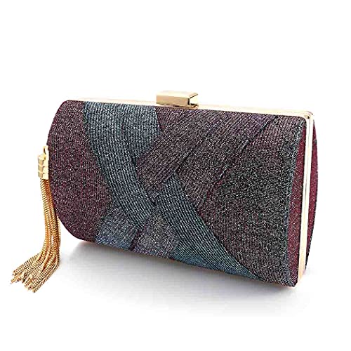 ELABEST Sparkling Gradient Evening Clutch Bag Shiny Handbag Money Purses Sparkly Sequin Crossbody Clutch Bags for Wedding Party Prom (Purple)