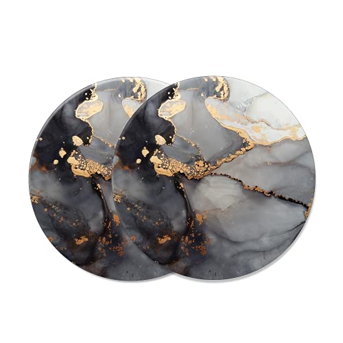 2Pcs Absorbent Drink Coasters Fashion Marble Pattern Round Coaster with Cork Backing Non-Slip for Home Office 4in