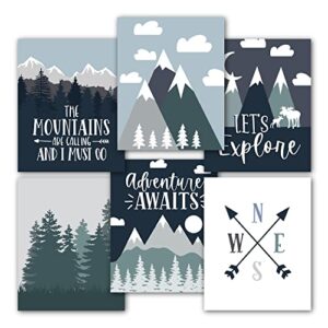 6 reversible 8×10 adventure awaits wall decor prints, adventure awaits sign, mountain nursery decor, adventure baby shower decorations, adventure awaits baby shower, mountain baby shower decorations