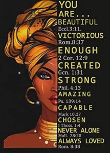 african american women inspirational wall art – motivational office canvas print framed for bathroom bedroom home wall decor -12″x16″