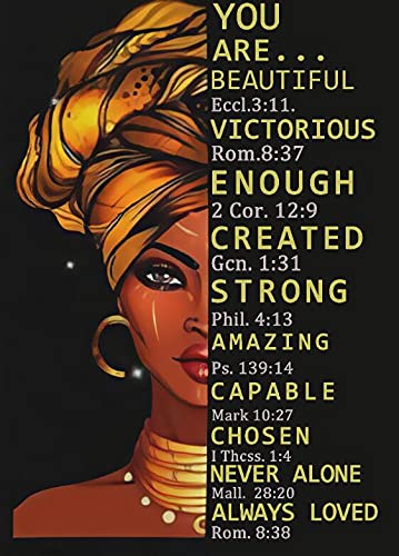 African American Women Inspirational Wall Art - Motivational Office Canvas Print Framed for Bathroom Bedroom Home Wall Decor -12"x16"