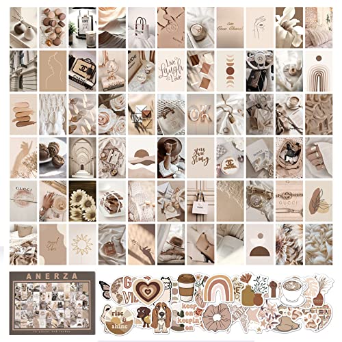 ANERZA Beige Wall Collage Kit Aesthetic Pictures, Boho Room Decor for Bedroom Aesthetic, Posters for Room Aesthetic, Cute Photo Wall Decorations for Teen Girls, Dorm Trendy Wall Art