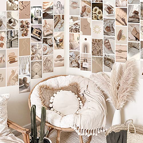 ANERZA Beige Wall Collage Kit Aesthetic Pictures, Boho Room Decor for Bedroom Aesthetic, Posters for Room Aesthetic, Cute Photo Wall Decorations for Teen Girls, Dorm Trendy Wall Art