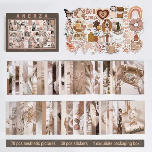 ANERZA Beige Wall Collage Kit Aesthetic Pictures, Boho Room Decor for Bedroom Aesthetic, Posters for Room Aesthetic, Cute Photo Wall Decorations for Teen Girls, Dorm Trendy Wall Art