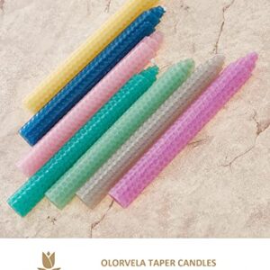 olorvela Taper Candles Handmade Beeswax Candles 14pcs, Hand-Rolled Candles Made of 100% Pure Beeswax, Natural Scent, Smokeless and Dripless Tapers(7 Pair, Light)