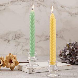 olorvela Taper Candles Handmade Beeswax Candles 14pcs, Hand-Rolled Candles Made of 100% Pure Beeswax, Natural Scent, Smokeless and Dripless Tapers(7 Pair, Light)