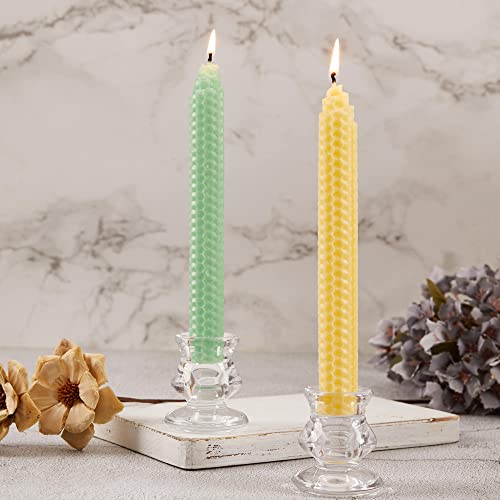 olorvela Taper Candles Handmade Beeswax Candles 14pcs, Hand-Rolled Candles Made of 100% Pure Beeswax, Natural Scent, Smokeless and Dripless Tapers(7 Pair, Light)