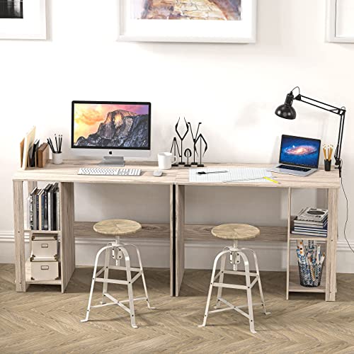 SHW Home Office Computer Desk with Shelves, Maple