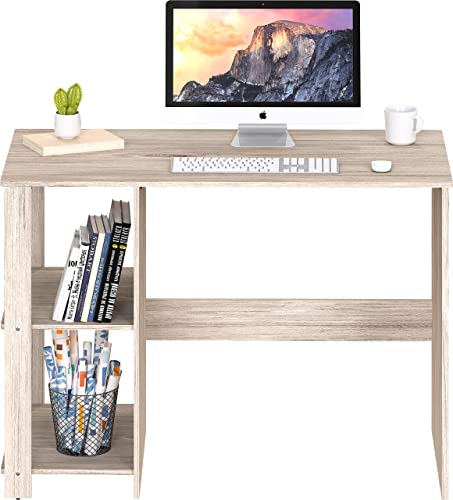 SHW Home Office Computer Desk with Shelves, Maple