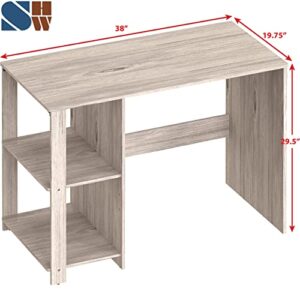 SHW Home Office Computer Desk with Shelves, Maple