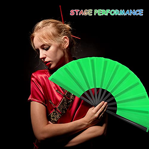 4 Pieces Large Folding Fan Silk Hand Fan Chinese Japanese Kung Fu Tai Chi Handheld Fan Folding Dancing Prop Craft Fan for Men Women Festival Wedding Party (Royal Blue, Rose Red, Green, Red)