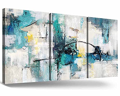 Teal Blue Wall Art Gray Black Turquoise Wall Décor for Living Room Modern Abstract Canvas Painting for Bathroom Bedroom Kitchen Dining Room Office Decor Home Decorations NON-Handmade NON-3D 36''x16''