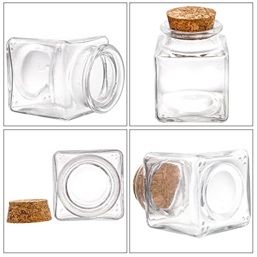 Dicunoy 20 PCS Glass Favor Jars with Cork Lids, 2 OZ Mini Square Vials Bottles for Herb Storage, Small Spice Containers for Tea, Jelly, Candy, Potions, Wedding & Party Favors, DIY Crafts