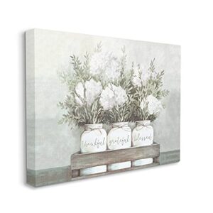 stupell industries pristine hydrangea bouquets thankful grateful blessed sentiment, designed by dogwood portfolio canvas wall art, 16 x 20, off- white