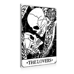 beastzheng tarot cards the lovers metal tin sign wall décor black vintage sign for home living room bedroom decor gifts