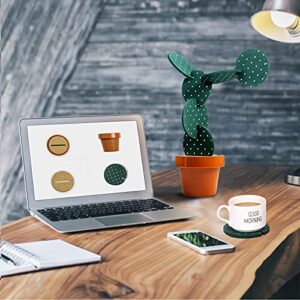 Cactus Coasters Set for Drinks of 6 Pieces,Funny Coasters Cactus Gift with Flowerpot Holder for Home Office Bar Decor