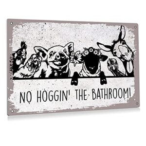 beastzheng funny no hoggin the bathroom farm animals bathroom metal tin sign wall decor vintage bathroom sign for toilet restroom washroom décor