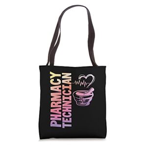 pharmacy technician pharmacist heartbeat mortar tote bag