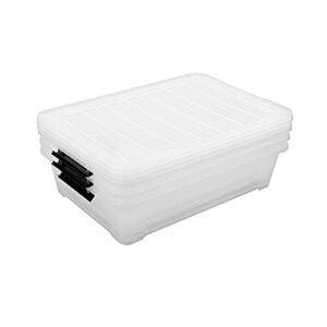 Gloreen 3-Packs Plastic Underbed Storage Bins with Lids, 40 Quart Latch Storage Box