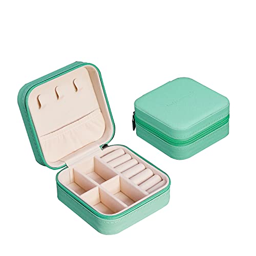 Green Travel Mini Organizer Portable Display Storage Case for Rings Earrings Necklace Valentines Day Gifts for Girls Women