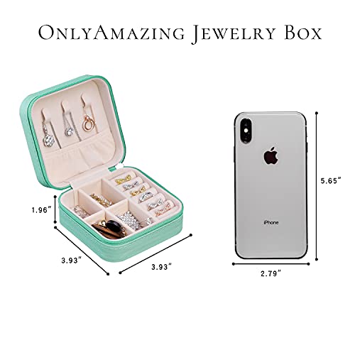 Green Travel Mini Organizer Portable Display Storage Case for Rings Earrings Necklace Valentines Day Gifts for Girls Women