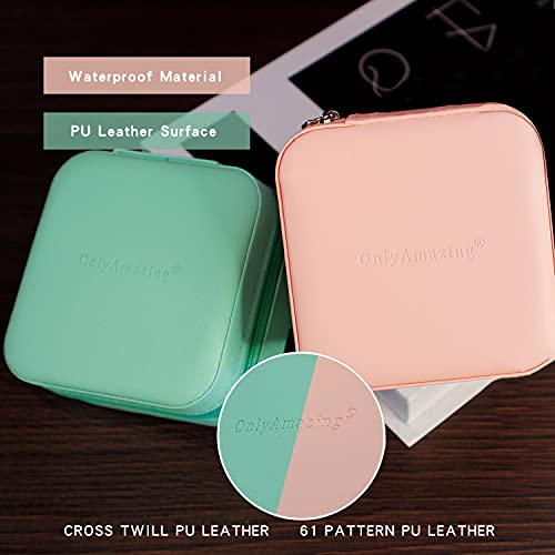 Green Travel Mini Organizer Portable Display Storage Case for Rings Earrings Necklace Valentines Day Gifts for Girls Women