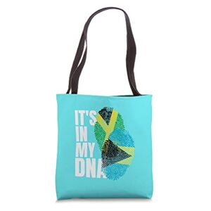 jamaican and bahamian mix dna flag heritage tote bag