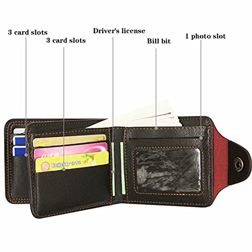 Bi-fold Leather Wallet, Wallets Cartoon Short Purse, Male Women Wallet Credit Card Holder