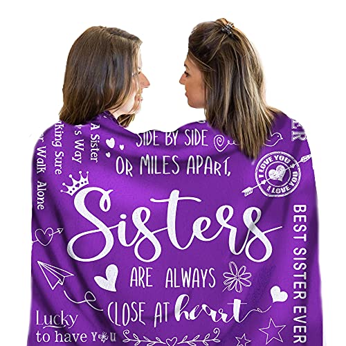 Gifts for Sister Throw Blanket, Cozy & Soft Throw Blankets, Sister Sister Birthday Gifts from Sister, Sister Gifts from Sisters for Sister, Purple Blanket 50" X 60"