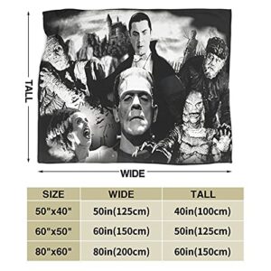 Frankenstein Blanket Throw Blankets Ultra Soft Flannel Lightweight Throws for Couch, Bed, Plush Fuzzy Flannel Microfiber Warm Thermal Blanket All Seasons Use 60"x50"