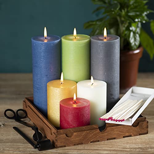 CANDWAX Assorted Candles Pillar - Set of 3 Rustic Pillar Candles Includes 3", 4" and 8" Unscented Candles - Long Burning Candles Ideal as Wedding Candles and Candles for Home - Dark Blue Candles