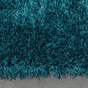 Well Woven Kuki Shag Chie Glam Solid Ultra-Soft Teal Shag 5'3" x 7'3" Area Rug