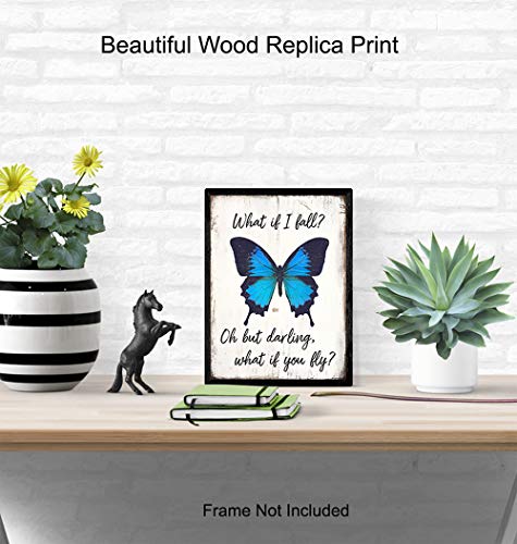 Butterfly Inspirational Quote Wall Art - Rustic Home Decor, Room Decorations for Bedroom, Living Room - Boho Encouragement Gift for Women, Girls, Teens, Best Friend, BFF – Sign Plaque Poster -Unframed