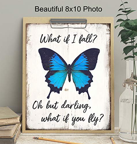 Butterfly Inspirational Quote Wall Art - Rustic Home Decor, Room Decorations for Bedroom, Living Room - Boho Encouragement Gift for Women, Girls, Teens, Best Friend, BFF – Sign Plaque Poster -Unframed