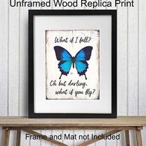 Butterfly Inspirational Quote Wall Art - Rustic Home Decor, Room Decorations for Bedroom, Living Room - Boho Encouragement Gift for Women, Girls, Teens, Best Friend, BFF – Sign Plaque Poster -Unframed