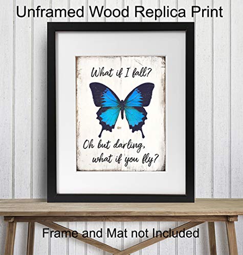 Butterfly Inspirational Quote Wall Art - Rustic Home Decor, Room Decorations for Bedroom, Living Room - Boho Encouragement Gift for Women, Girls, Teens, Best Friend, BFF – Sign Plaque Poster -Unframed