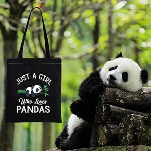 MBMSO Panda Tote Bag just a Girl Who Loves Pandas Shoulder Bag Panda Lover Gifts Panda Shopping Bag Panda Gifts for Girls Women (Just a girl who loves pandas tote bag)