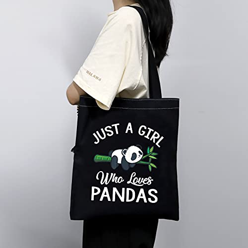 MBMSO Panda Tote Bag just a Girl Who Loves Pandas Shoulder Bag Panda Lover Gifts Panda Shopping Bag Panda Gifts for Girls Women (Just a girl who loves pandas tote bag)