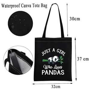 MBMSO Panda Tote Bag just a Girl Who Loves Pandas Shoulder Bag Panda Lover Gifts Panda Shopping Bag Panda Gifts for Girls Women (Just a girl who loves pandas tote bag)