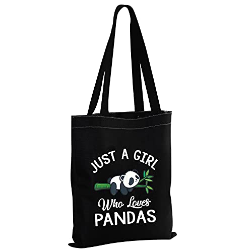 MBMSO Panda Tote Bag just a Girl Who Loves Pandas Shoulder Bag Panda Lover Gifts Panda Shopping Bag Panda Gifts for Girls Women (Just a girl who loves pandas tote bag)