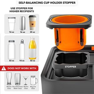 CouchConsole Original Cup Holder Tray - Drinks & Snacks Sofa Caddy with Armrest, Table with Phone Stand- TV Remote Control Storage and Organizer - for Living Rooms, RV, and Cars, Black/Orange