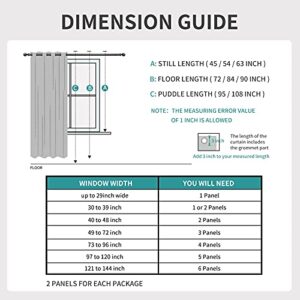 Joydeco Blackout Curtains 108 Inch Length 2 Panels Set, Thermal Insulated Long Curtains& Drapes 2 Burg, Room Darkening Grommet Curtains for Living Room Bedroom Window (W52 x L108 Inch, Dark Grey)