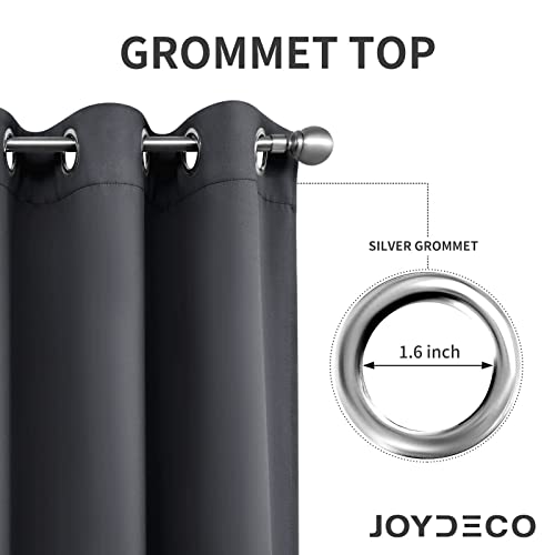 Joydeco Blackout Curtains 108 Inch Length 2 Panels Set, Thermal Insulated Long Curtains& Drapes 2 Burg, Room Darkening Grommet Curtains for Living Room Bedroom Window (W52 x L108 Inch, Dark Grey)