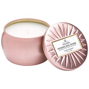 voluspa sparkling rose mini tin candle, 4 ounces