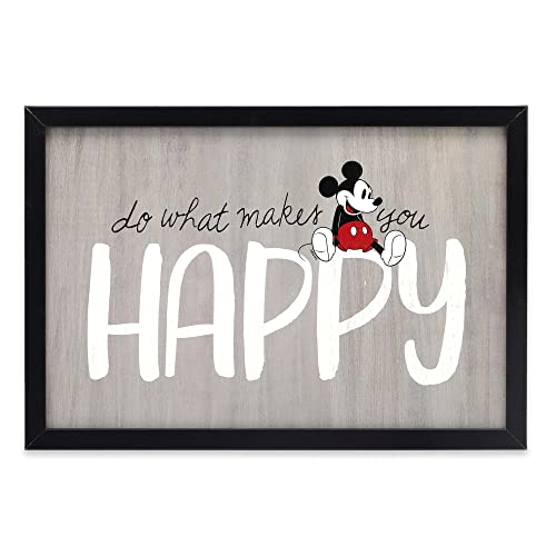 Open Road Brands Disney Mickey Mouse Do What Makes You Happy Framed Wood Wall Decor - for Bedroom, Playroom or Living Room