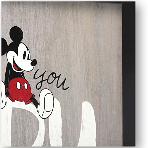 Open Road Brands Disney Mickey Mouse Do What Makes You Happy Framed Wood Wall Decor - for Bedroom, Playroom or Living Room