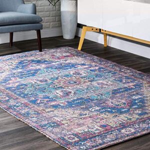 nuloom melinda flatweave medallion jute area rug, 3′ x 5′, blue